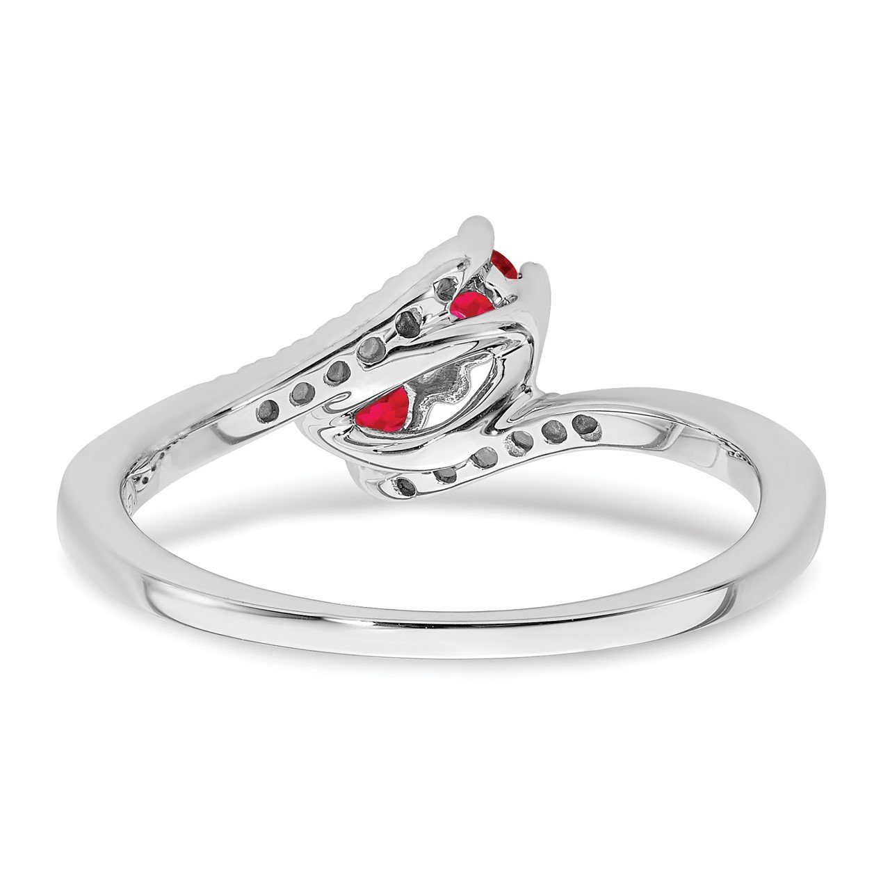 14k White Gold Ruby and Diamond 2-stone Bypass Ring | The Gold Store