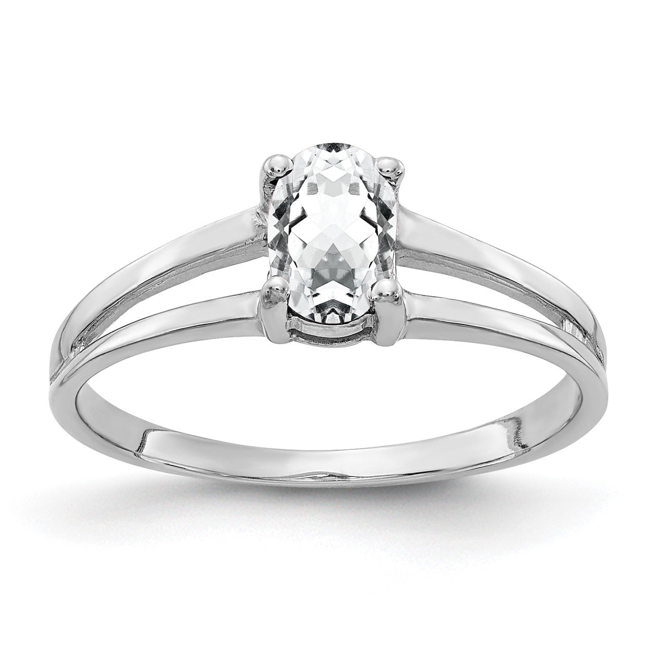 14k White Gold 6x4mm Oval Cubic Zirconia ring | The Gold Store